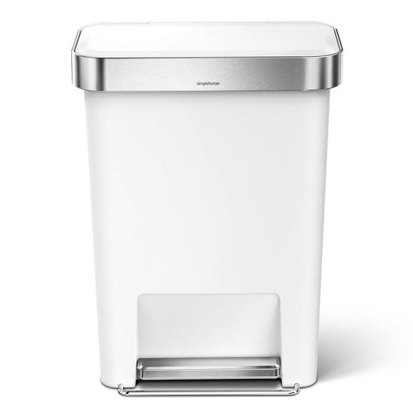 simplehuman | Bath | Simplehuman 45l Rectangular Liner Rim Plastic Step Trash Can White | Poshmark